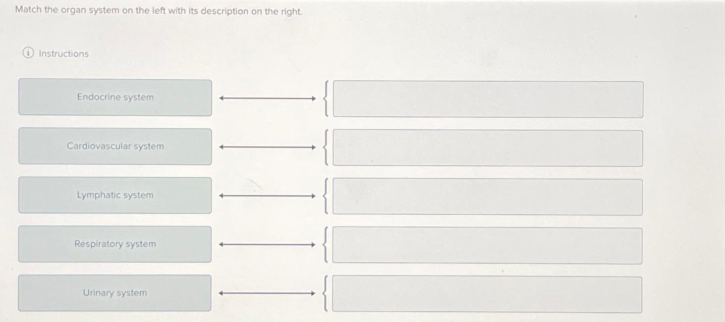 Solved Match the organ system on the left with its | Chegg.com