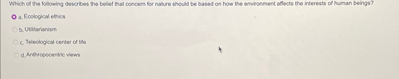 Solved Which of the following describes the belief that | Chegg.com