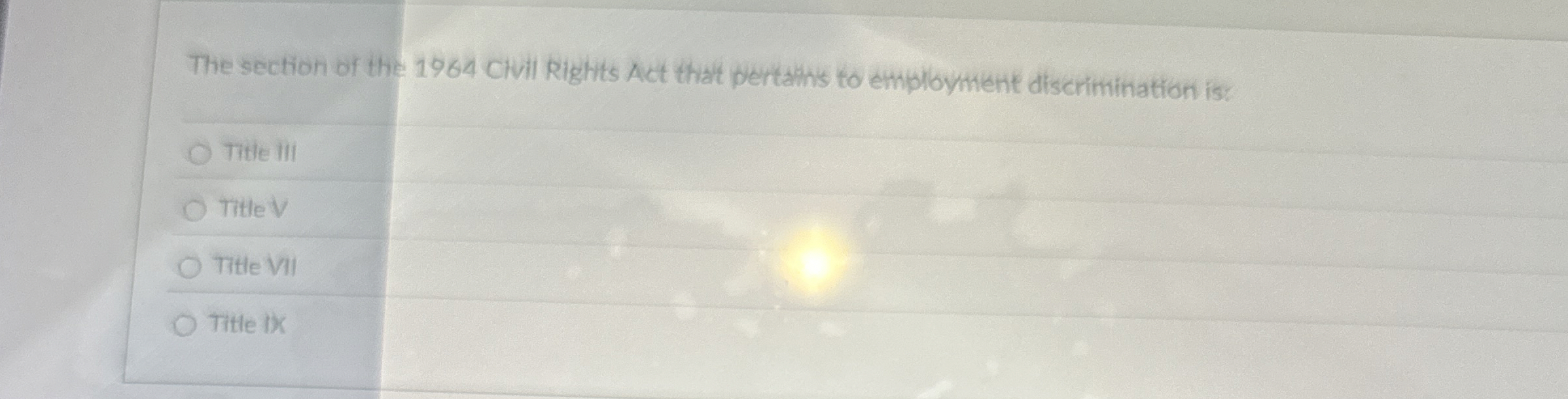 Solved The section of the 1984 ﻿Civil Rights Act that | Chegg.com