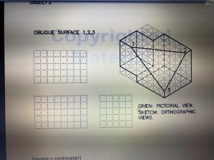 Solved OBJECT Z OBLIQUE SURFACE 1,2,3 E SURFACE 1,23 ris | Chegg.com