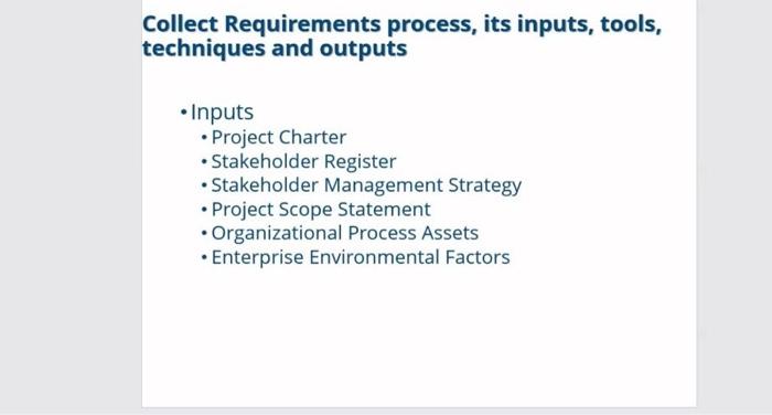 Solved Collect Requirements process, its inputs, tools, | Chegg.com