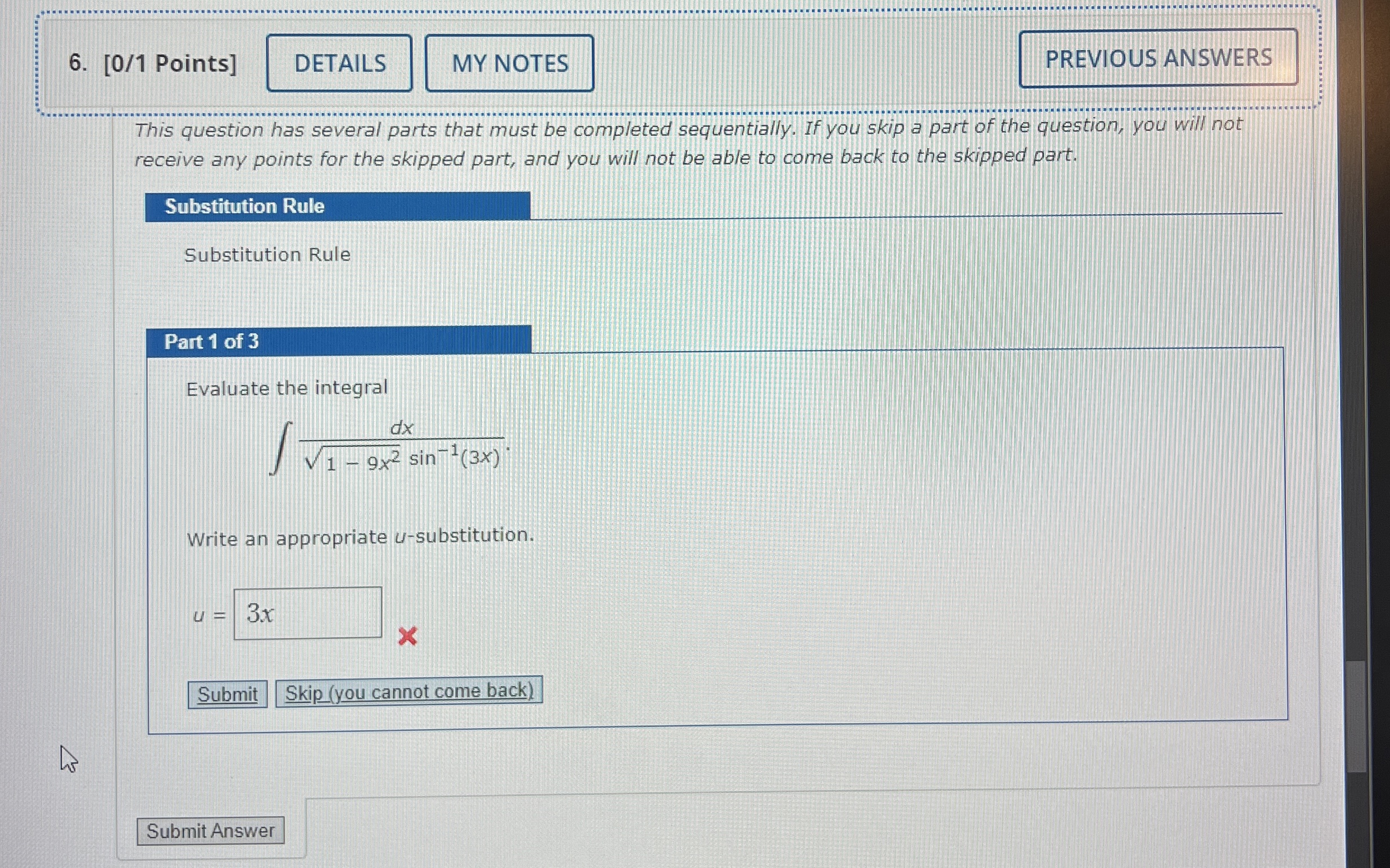 Solved [0/1 ﻿Points]PREVIOUS ANSWERSThis question has | Chegg.com