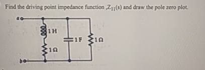Solved Find the driving point impedance function, Z11(s) | Chegg.com