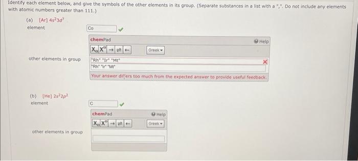 Solved Identify each element below, and give the symbols of | Chegg.com