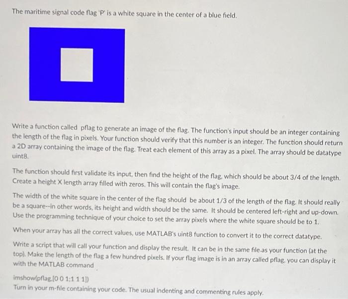 Solved The maritime signal code flag 'P' is a white square | Chegg.com