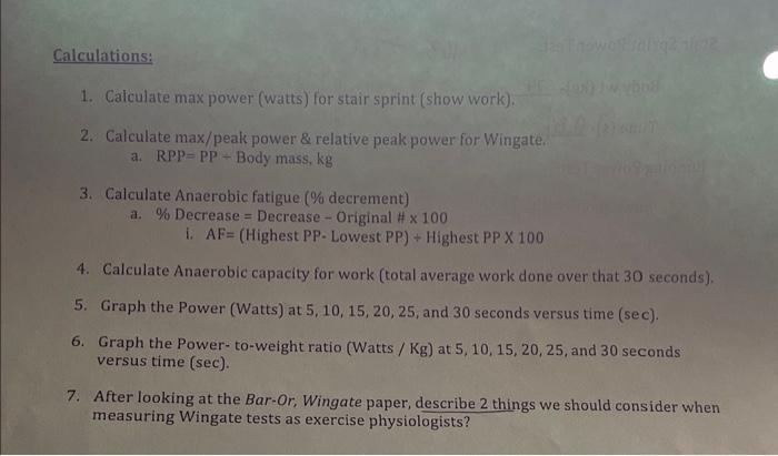 Solved Calculations: 1. Calculate max power (watts) for | Chegg.com