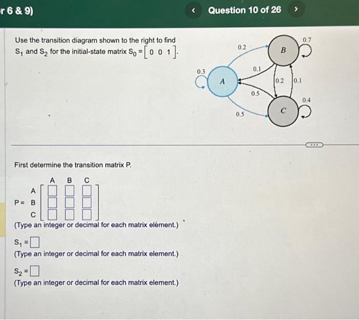 Solved Use the transition diagram shown to the right to find | Chegg.com