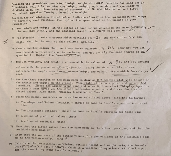 Download the spreadsheet entitled "Height weight | Chegg.com