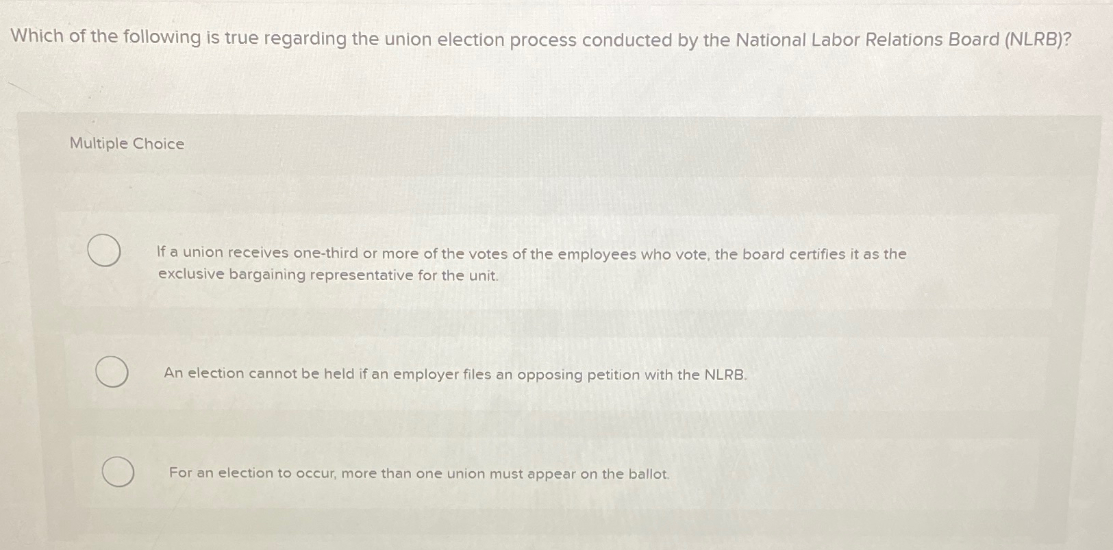 Solved Which of the following is true regarding the union | Chegg.com