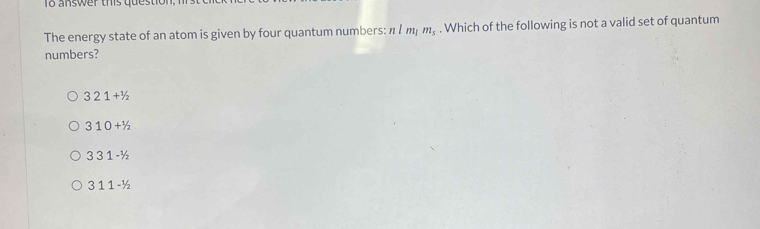 Solved The energy state of an atom is given by four quantum | Chegg.com