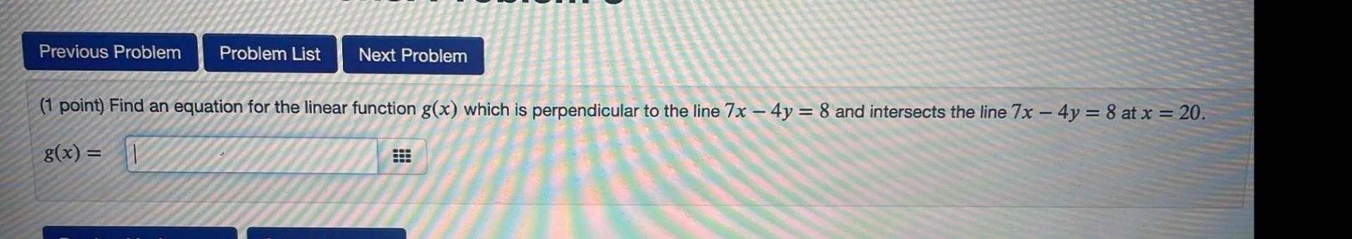 Solved (1 point) Find an equation for the linear function | Chegg.com