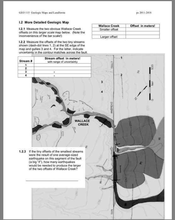 GEO 115 Geologic Maps and Landforms ps 2011-2018 1.2 | Chegg.com