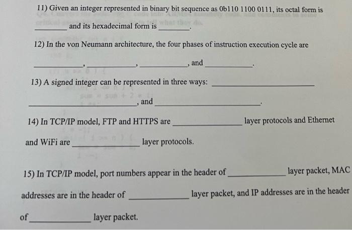 Solved 11 Given An Integer Represented In Binary Bit