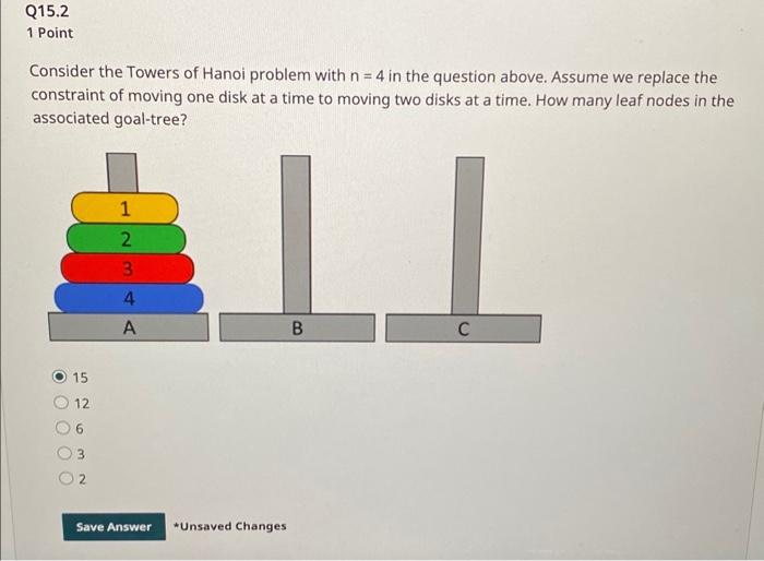 Solved Consider the Towers of Hanoi problem with n=4 in the | Chegg.com