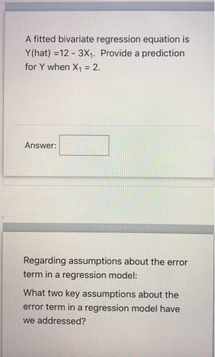 Solved A fitted bivariate regression equation is Y(hat) =12 | Chegg.com