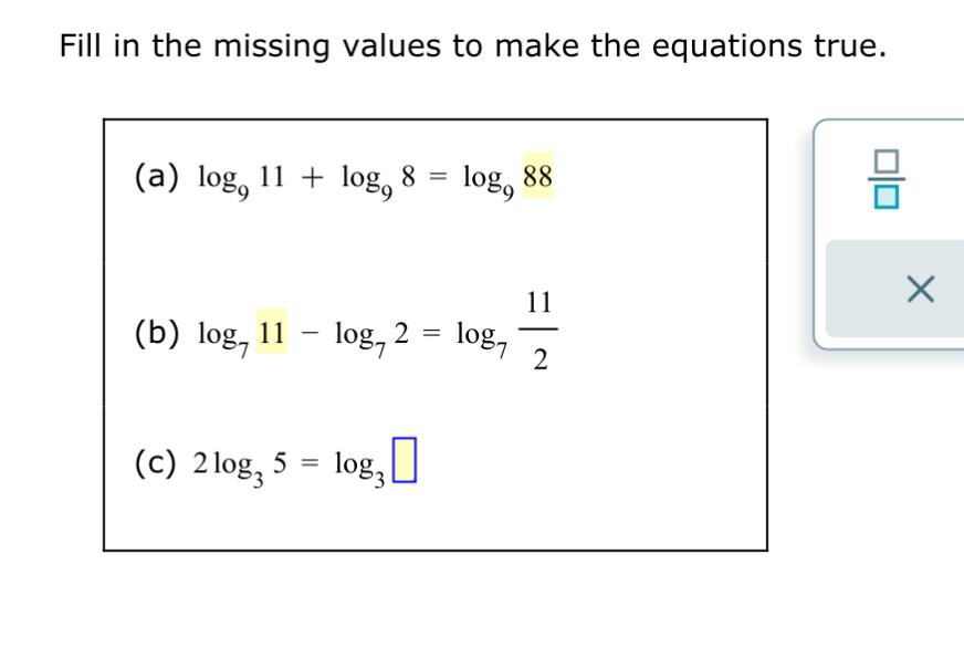 Solved Fill in the missing values to make the equations | Chegg.com