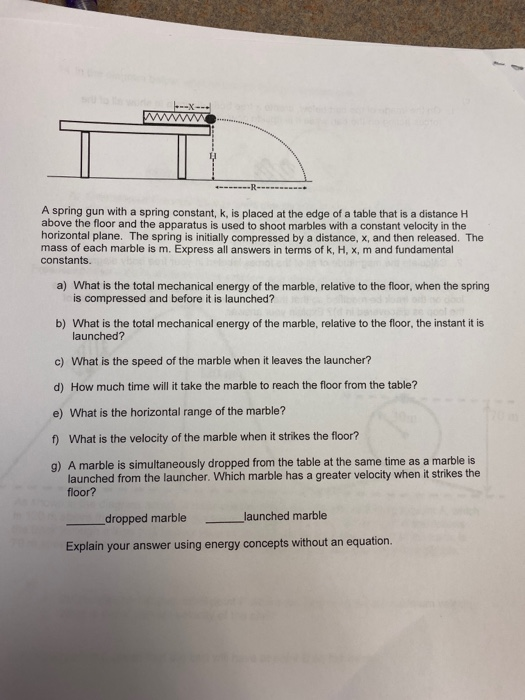 Solved a spring gun with a spring constant, k, is placed at | Chegg.com