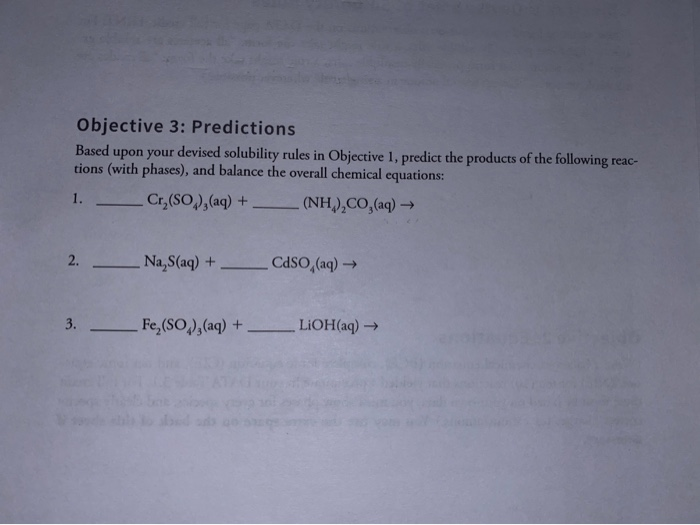 Solved Objective 3: Predictions Based upon your devised | Chegg.com
