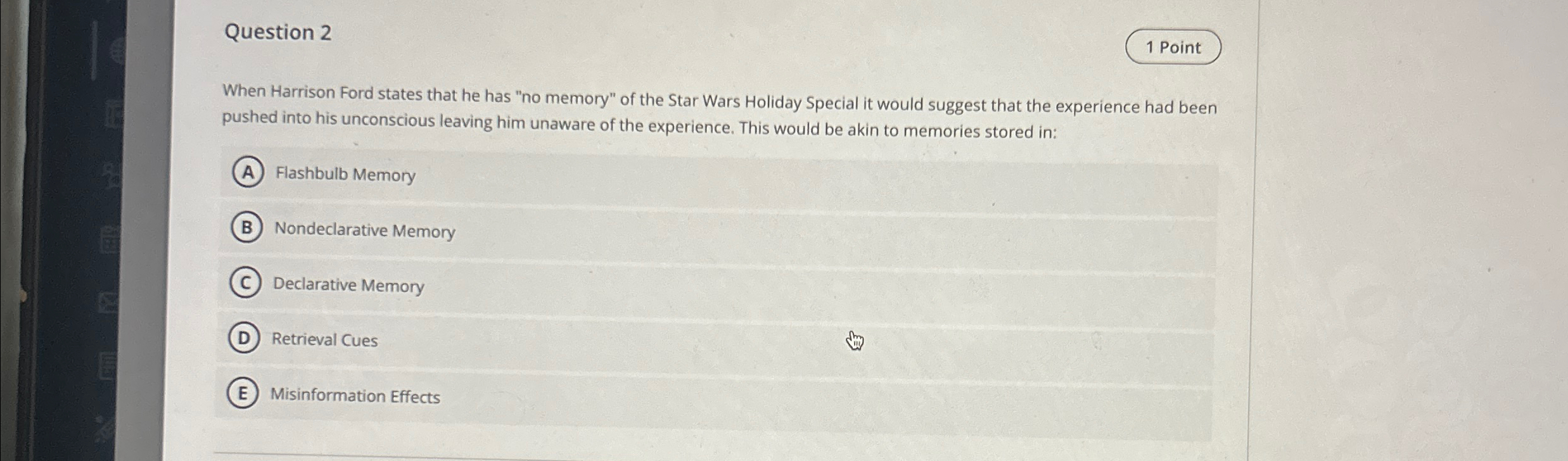 Solved Question 21 ﻿PointWhen Harrison Ford states that he | Chegg.com