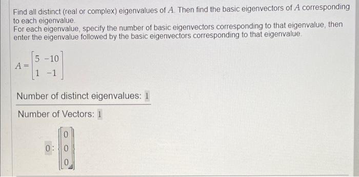 Solved Find all distinct (real or complex) eigenvalues of A. | Chegg.com