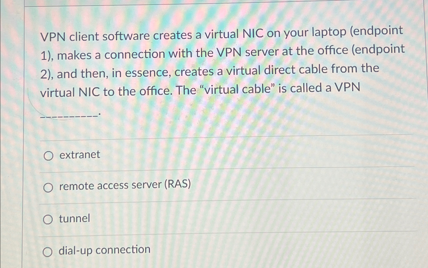 VPN client software creates a virtual NIC on your | Chegg.com