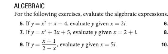 Solved ALGEBRAIC For the following exercises, evaluate the | Chegg.com