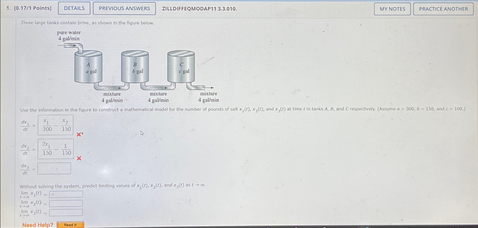 Solved Please help with all sections! dX1/dt is correct. | Chegg.com