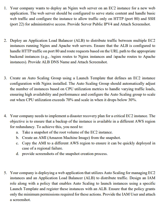 Solved Your company wants to deploy an Nginx web server on | Chegg.com