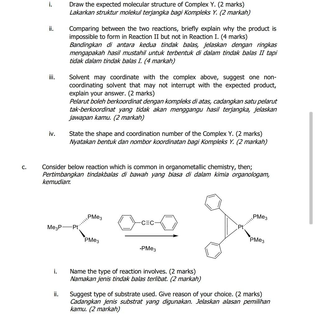 Solved b. Vaska's complex below undergoes two types of | Chegg.com