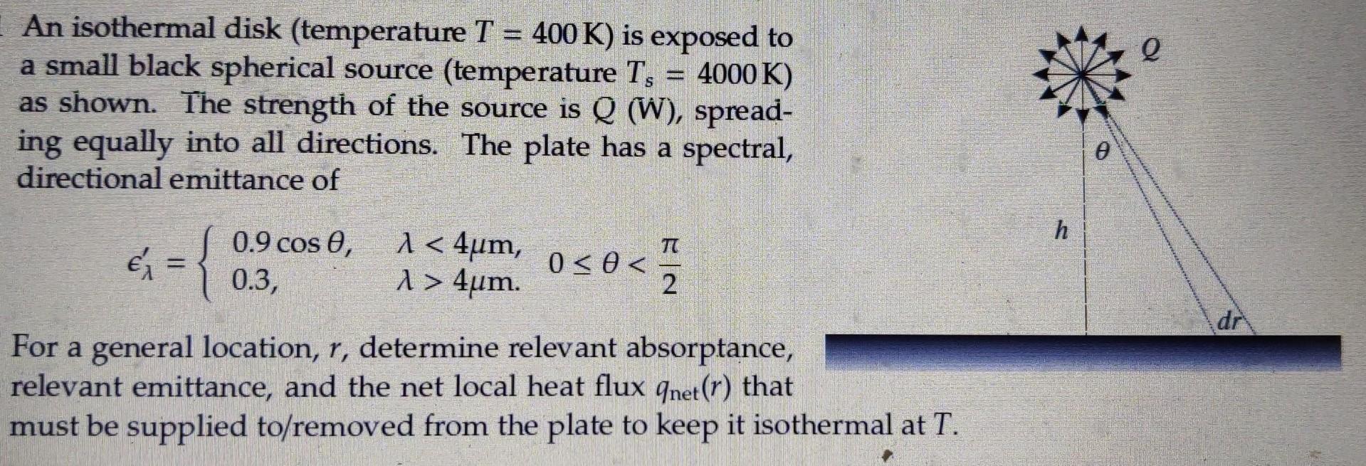 Solved An isothermal disk (temperature T=400 K ) is exposed | Chegg.com