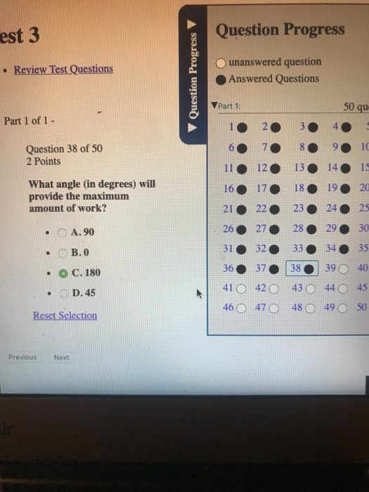 Solved est 3 Question Progress • Review Test Questions | Chegg.com
