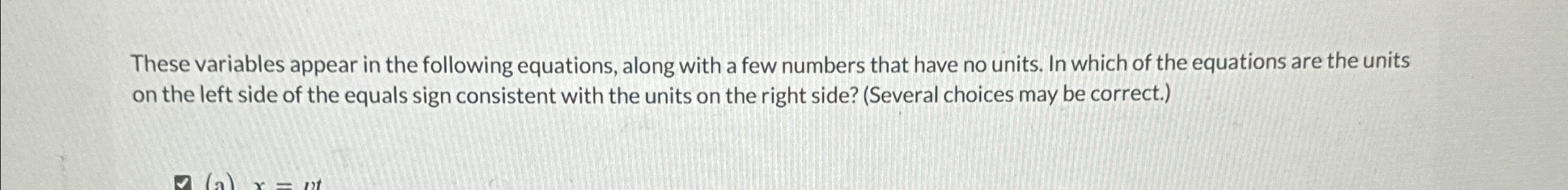 Solved These variables appear in the following equations, | Chegg.com