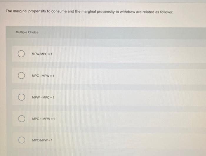 Solved The marginal propensity to consume and the marginal | Chegg.com