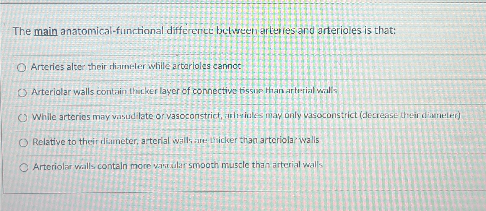 Solved The main anatomical-functional difference between | Chegg.com