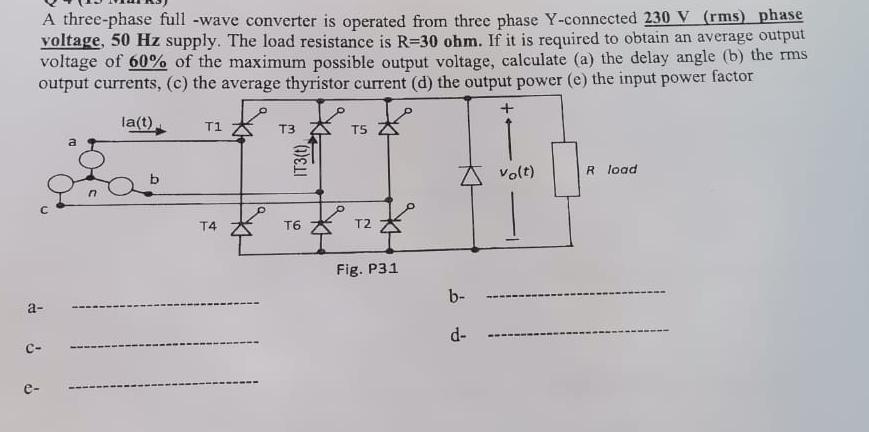 Solved A three-phase full -wave converter is operated from | Chegg.com
