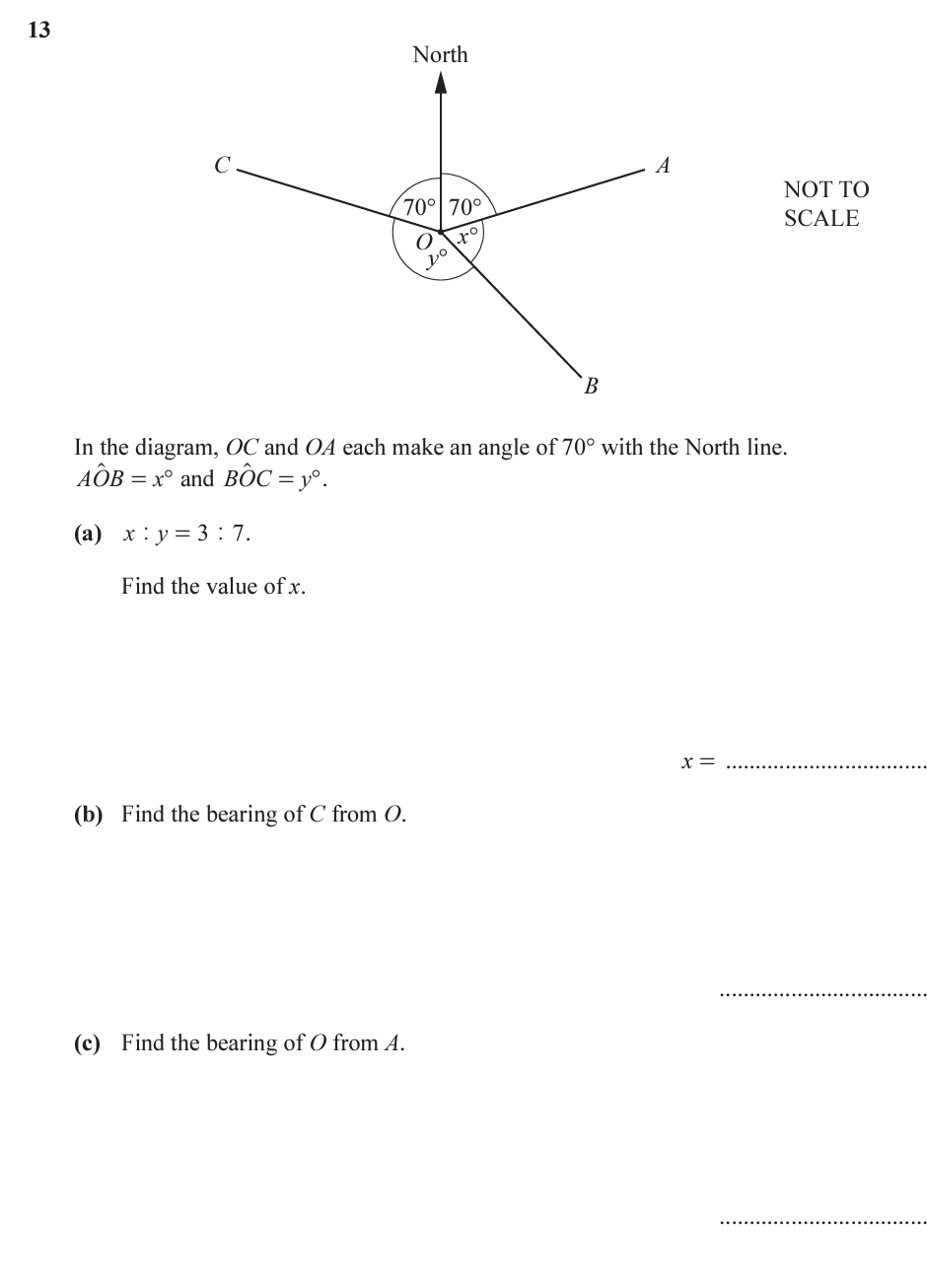 Solved In the diagram, OC and OA each make an angle of 70∘ | Chegg.com