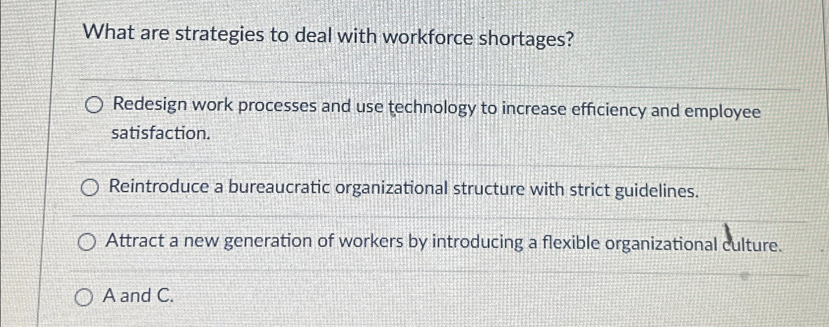 Solved What are strategies to deal with workforce | Chegg.com