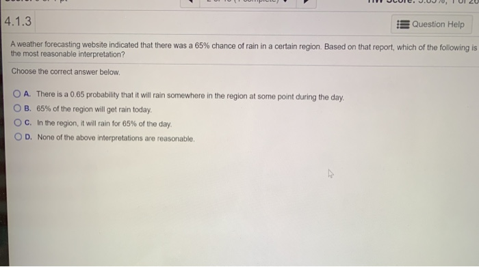 Solved 4.1.3 Question Help A weather forecasting website | Chegg.com