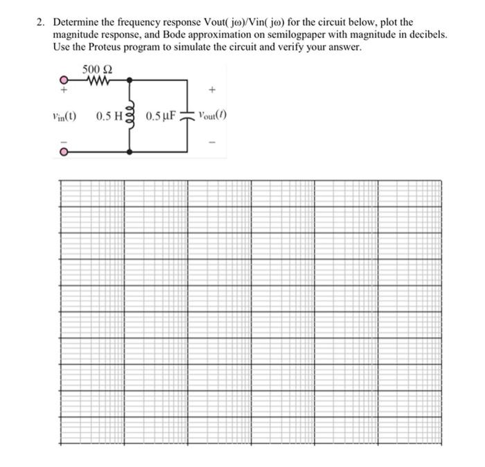 2. Determine the frequency response Vout( jw)/Vin( | Chegg.com