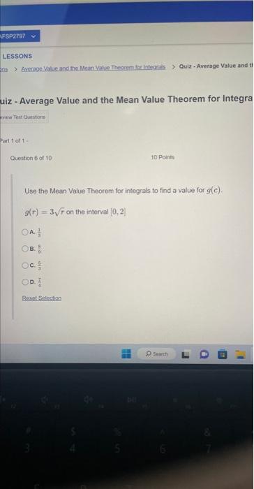 Solved diz - Average Value and the Mean Value Theorem for | Chegg.com