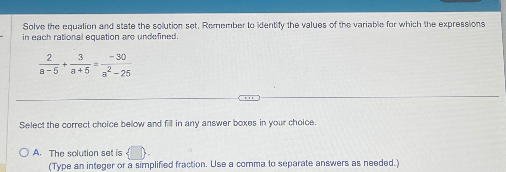 Solved Solve the equation and state the solution set. | Chegg.com