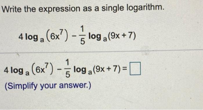 Solved Write the expression as a single logarithm. 4 log2 | Chegg.com