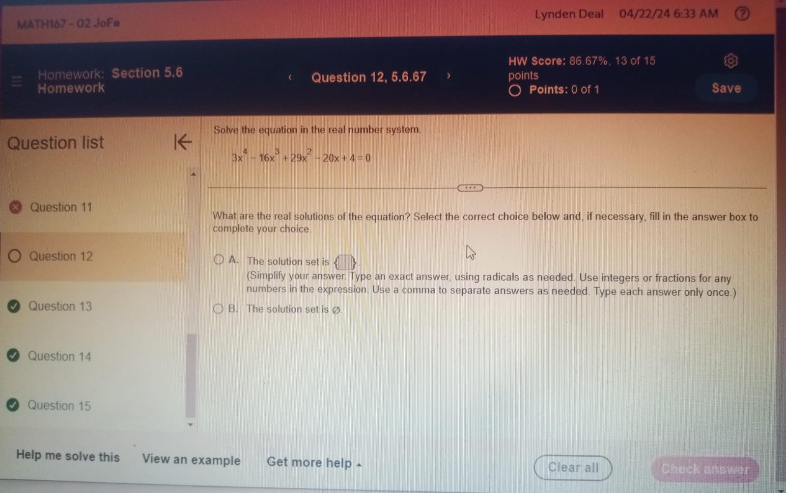 Solved Solve the equation in the real number | Chegg.com
