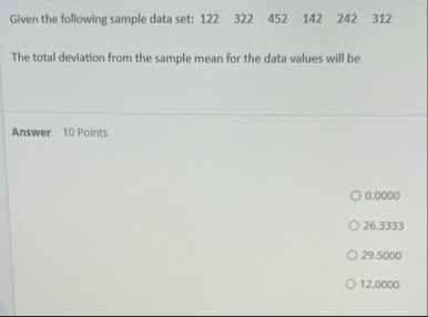 Solved Given the following sample data set: | Chegg.com
