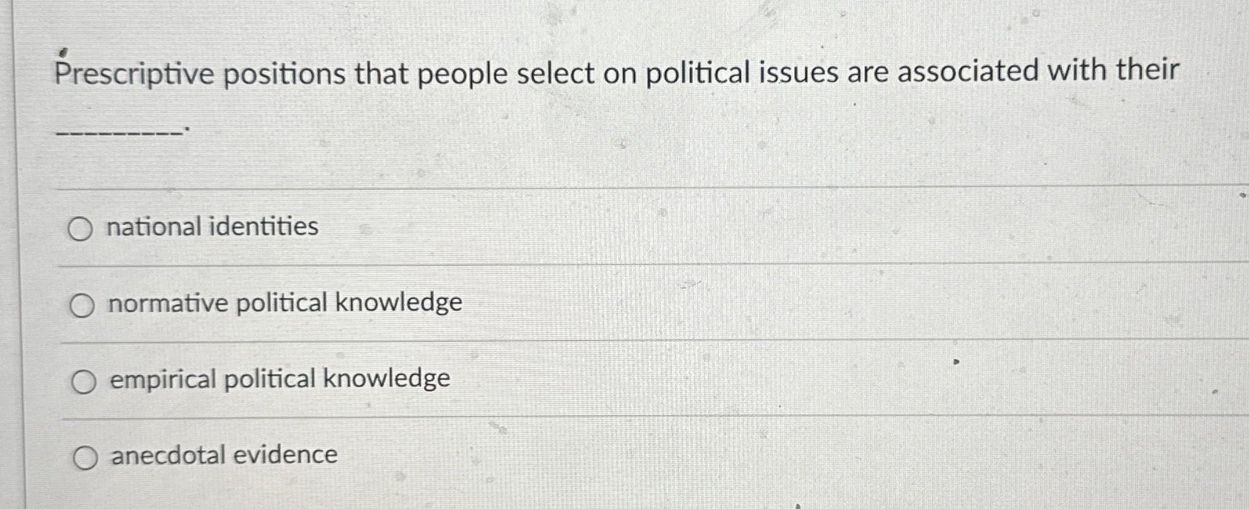 Solved Prescriptive positions that people select on | Chegg.com
