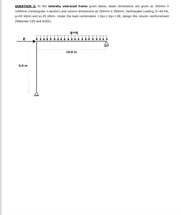 QUESTION 2: In the laterally unbraced frame given | Chegg.com