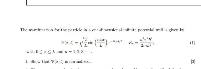 Solved The wavefunction for the particle in a | Chegg.com