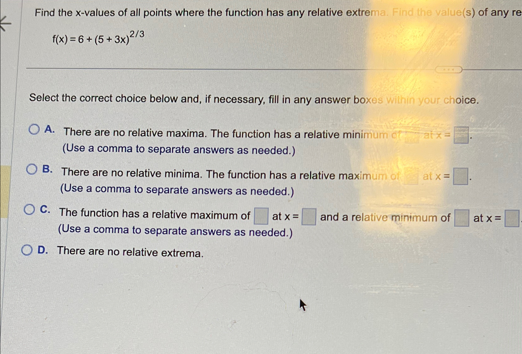 Solved Find the x-values of all points where the function | Chegg.com