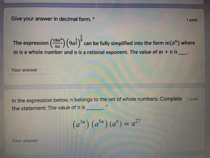 Solved Give your answer in decimal form. 1 point (182 The | Chegg.com
