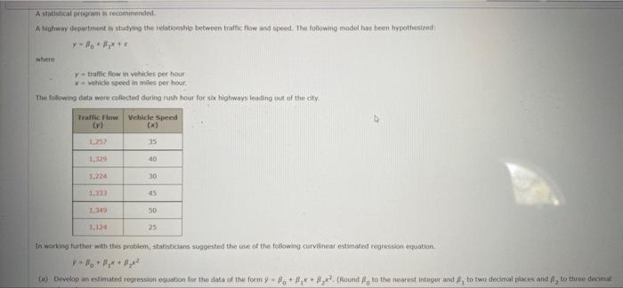 Solved A statistical program recommended A highway | Chegg.com